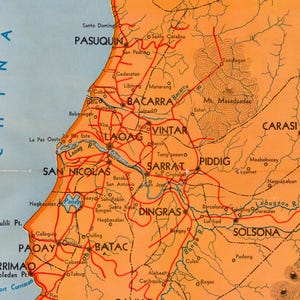 Ilocos Norte, Philippines - RARE Large Vintage 1959 Map - Laoag - Badoc ...