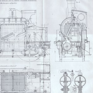 1878 Blueprint of Express Locomotive at the Paris Exhibition - Railway ...