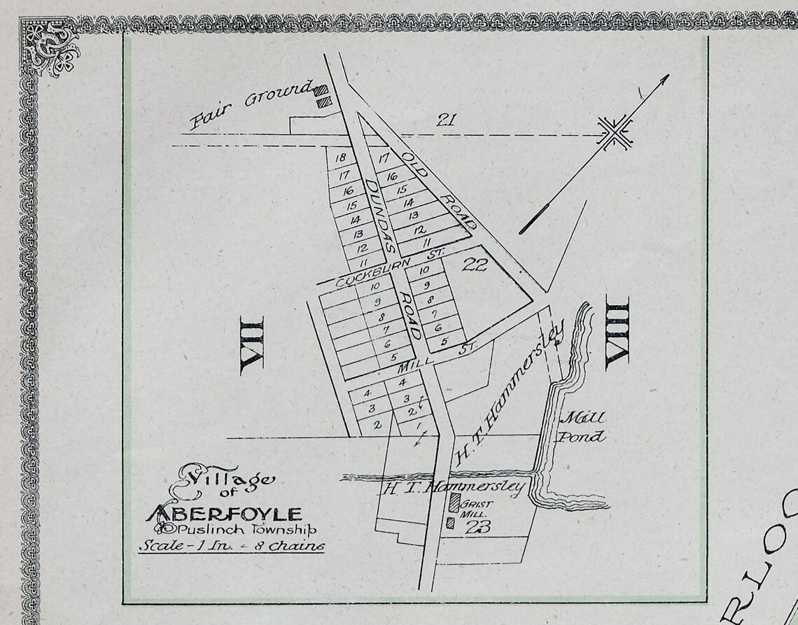 1906 Rare Large Antique Map of Puslinch Township, Wellington County ...