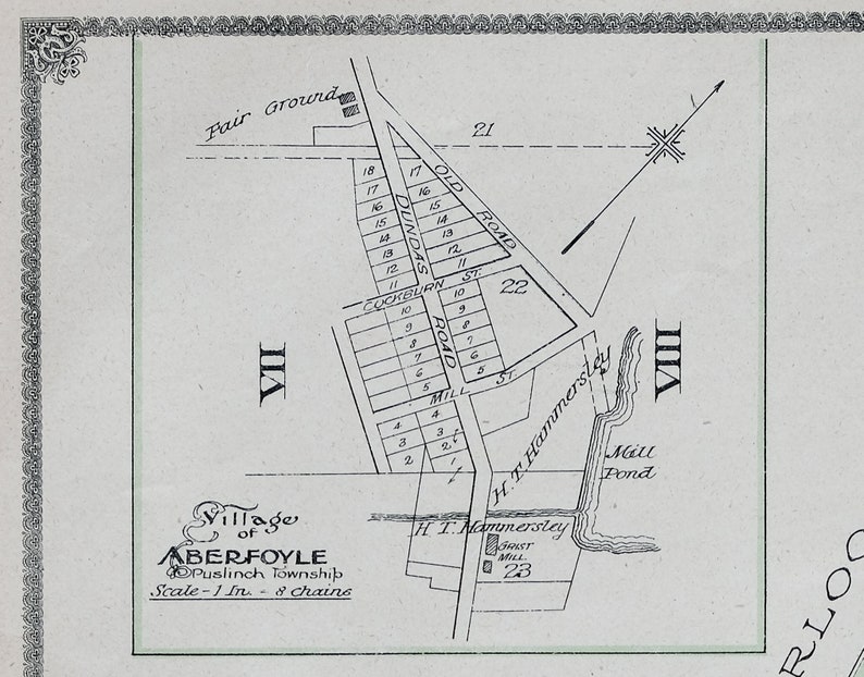 1906 Rare Large Antique Map of Puslinch Township, Wellington County ...
