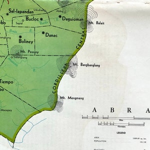 1959 Large Rare Vintage Map of Abra, the Philippines - Bangued - La Paz ...