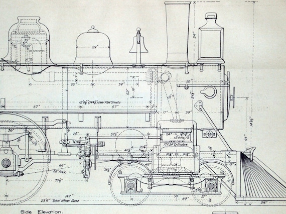 1893 Poster-sized Antique Engineering Drawing of an | Etsy
