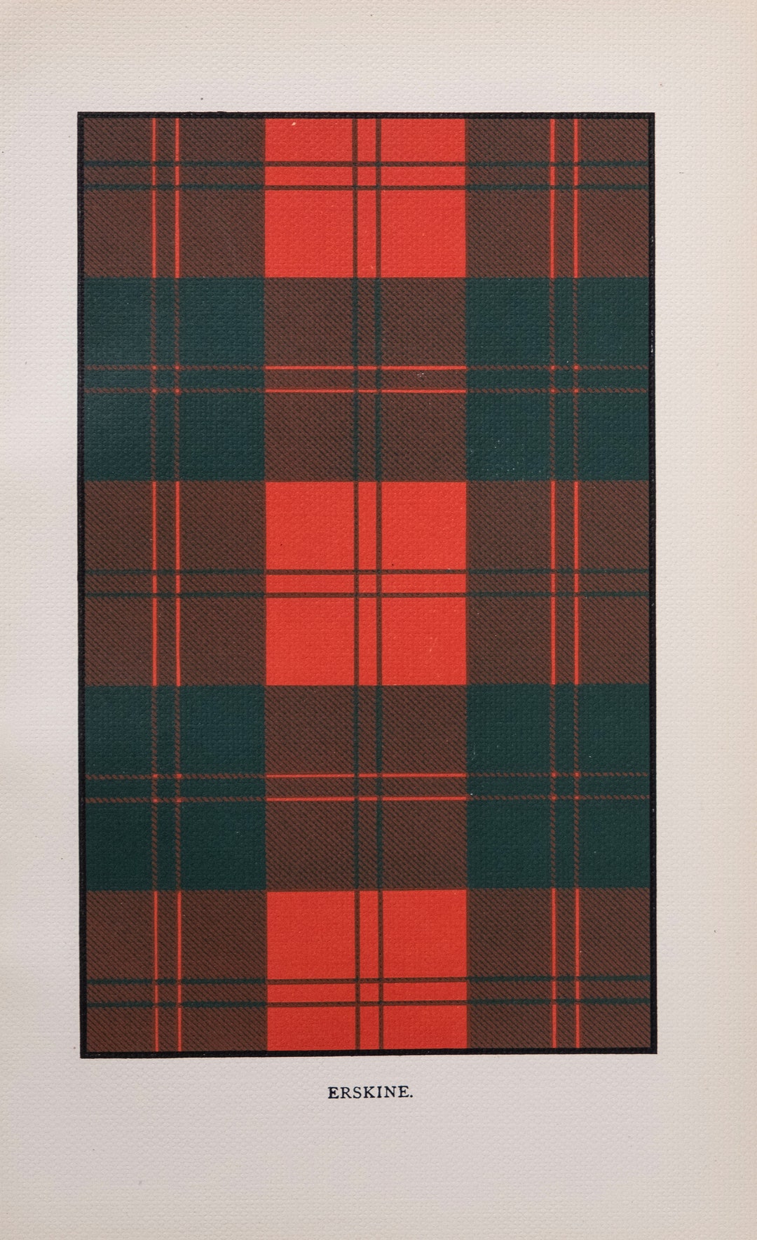 1906 Antique Scottish Tartan Print of Clan Erskine - Clans and Septs of ...
