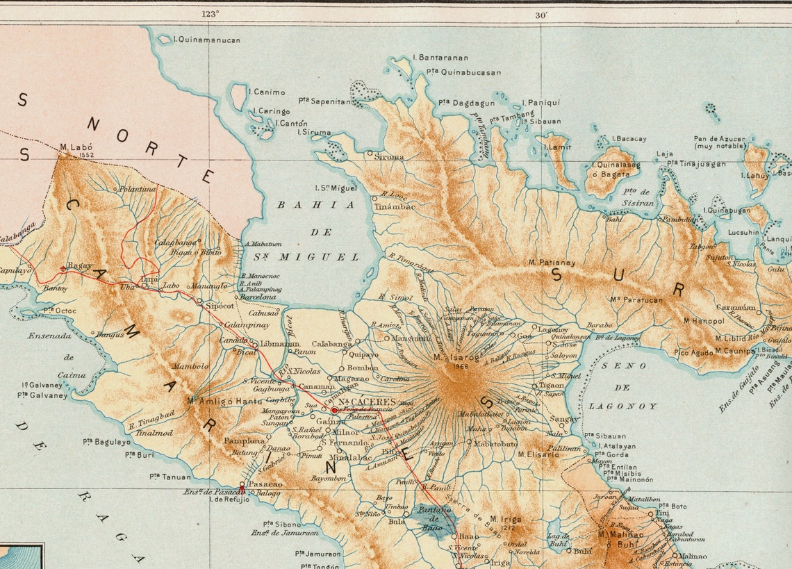 1900 Rare Antique Map of the Island of Luzon, Philippines - Mayon ...