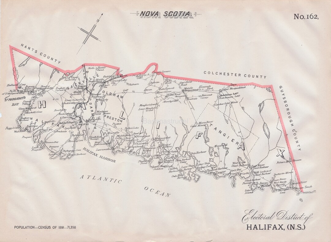 Antique Map of Halifax, Nova Scotia - 1895 Electoral Map - It's Where ...