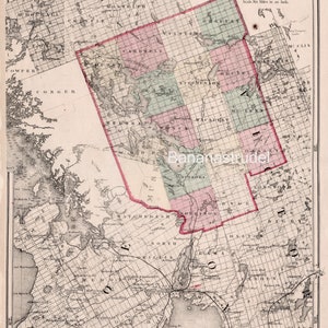 1875 Rare Antique Map of the District of Muskoka, Ontario, Canada ...