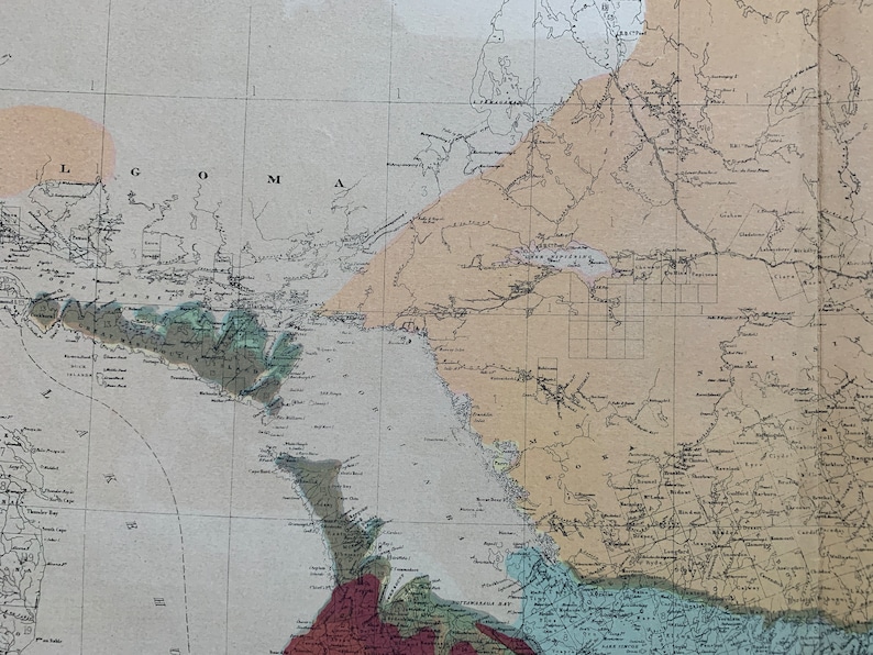 1880 Antique Geological Map of Canada and Newfoundland Canada - Etsy