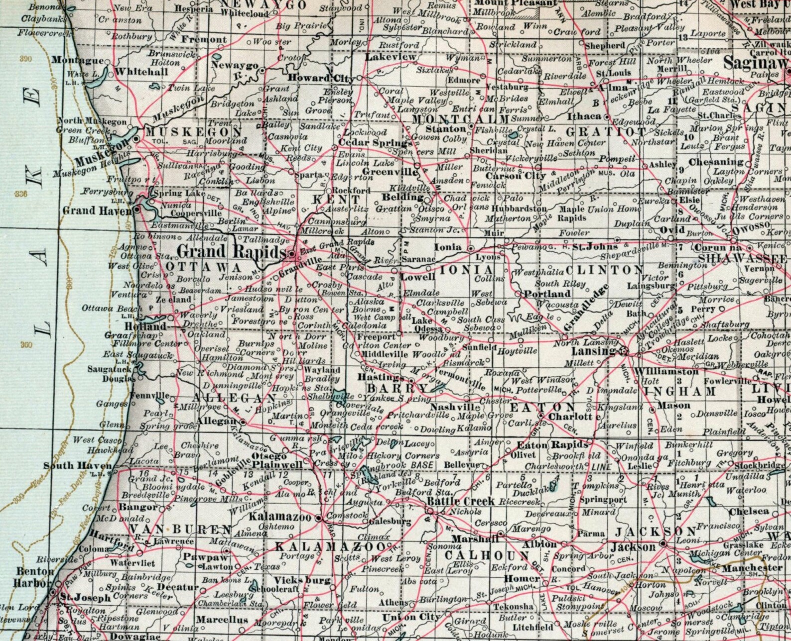 Antique Map of Michigan Southern Part 1903 Vintage Map - Etsy