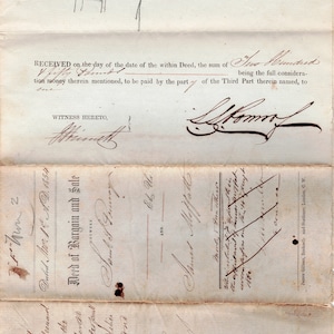 Antique Deed of Bargain and Sale - 1854 Real Estate Property of Samuel ...