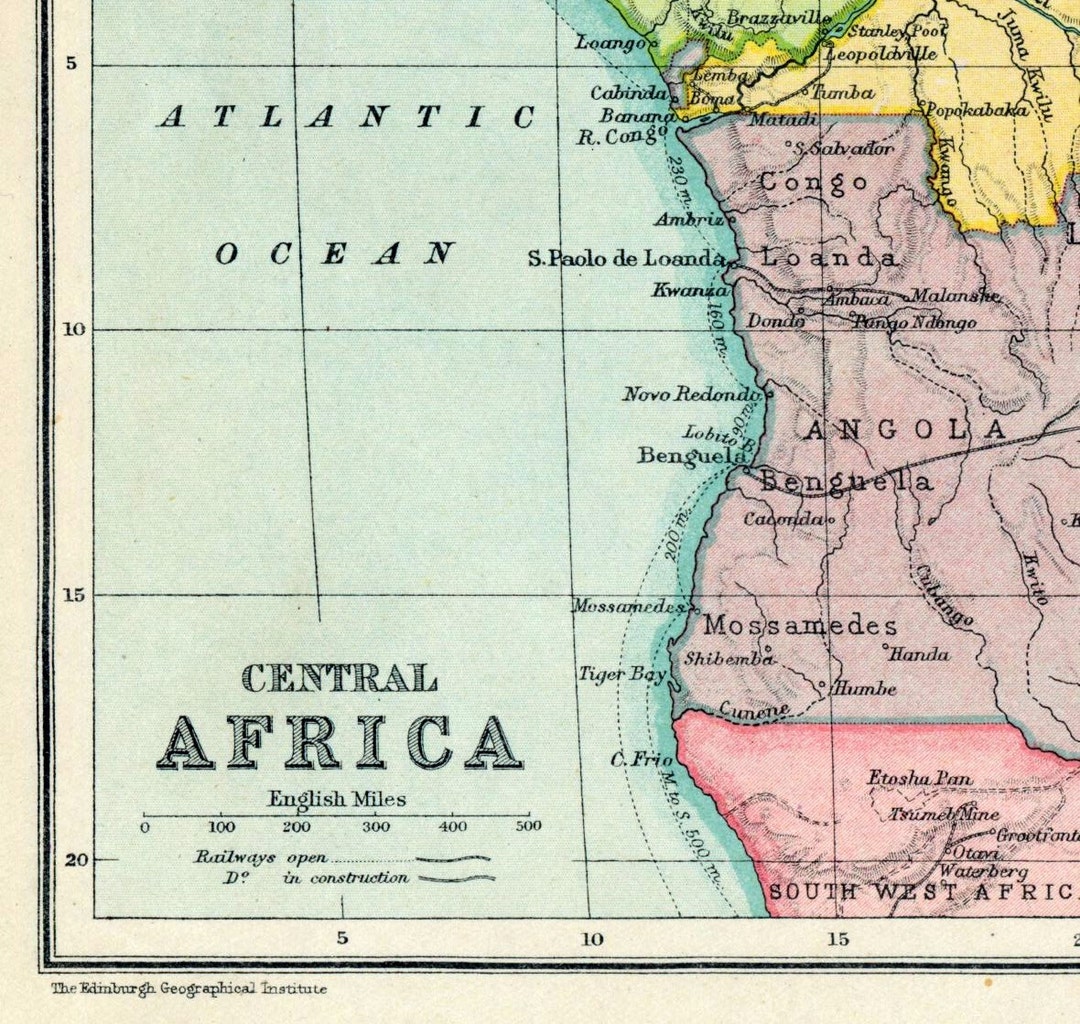 Antique Map of Central Africa. Published Ca. 1922 - Etsy