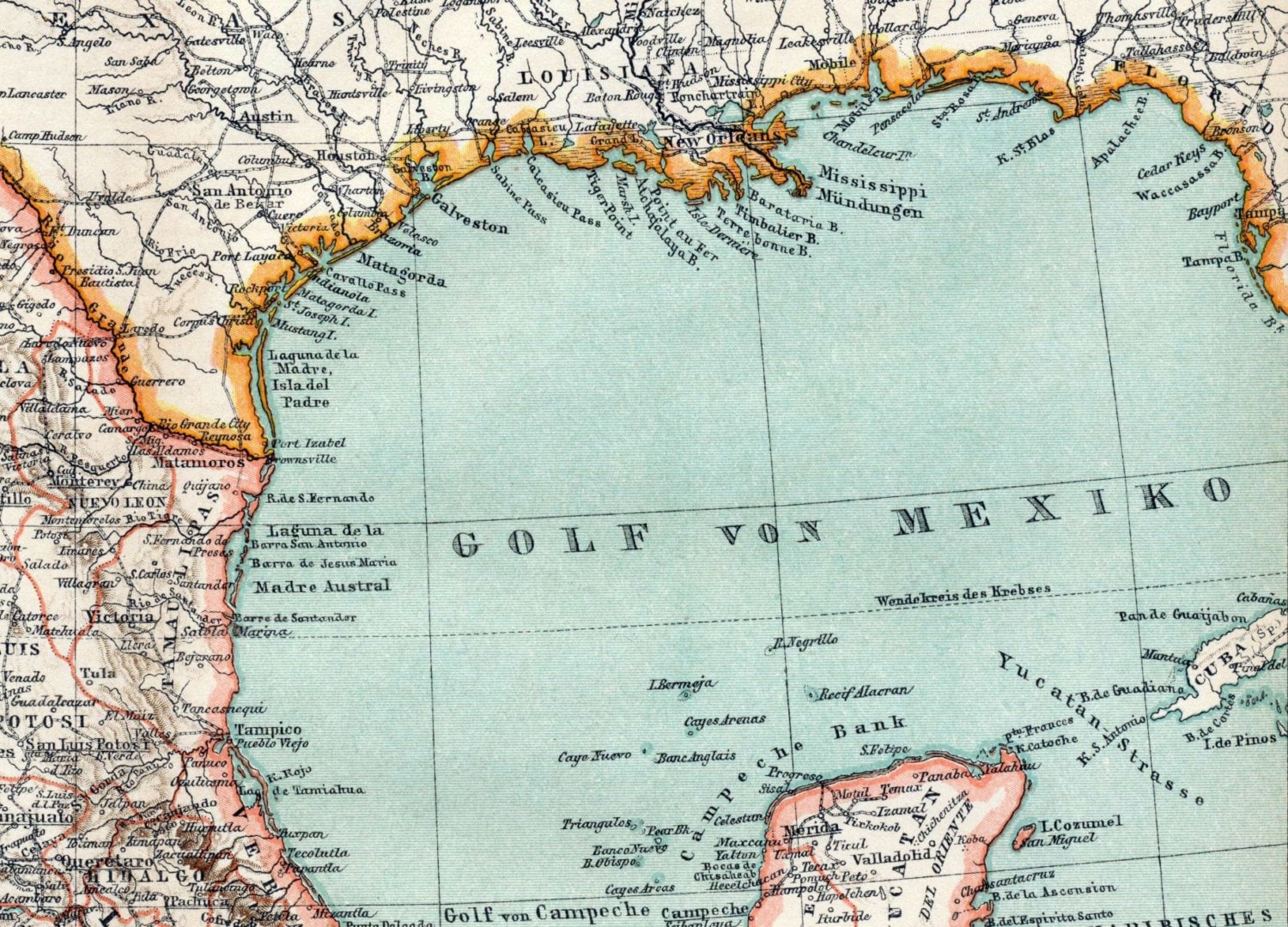 1894 Antique Map of Mexico - Mexico Antique Map - Inset of Anahuac ...