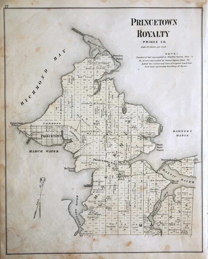 1880 Rare Vintage Map of Princetown Royalty Prince County - Etsy