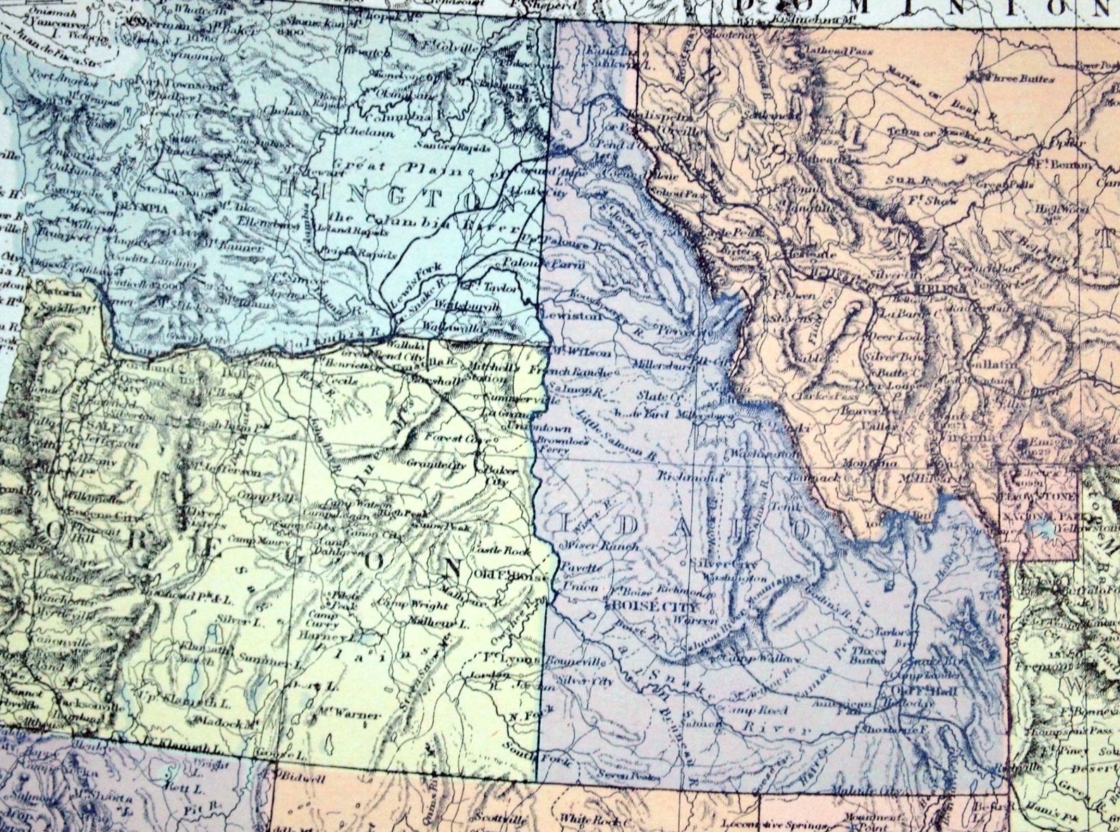 1890s Antique Map of the Western United States | Etsy