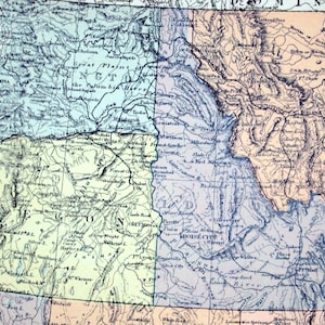 1890s Antique Map of the Western United States - Etsy