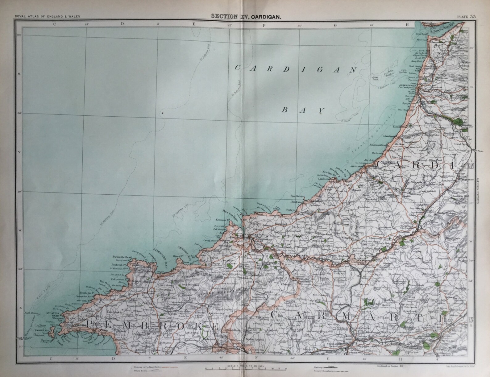 1898 Antique Map of Cardigan and Environs, the UK - Large Map - Etsy