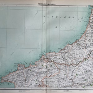 1898 Antique Map of Cardigan and Environs, the UK - Large Map - Etsy