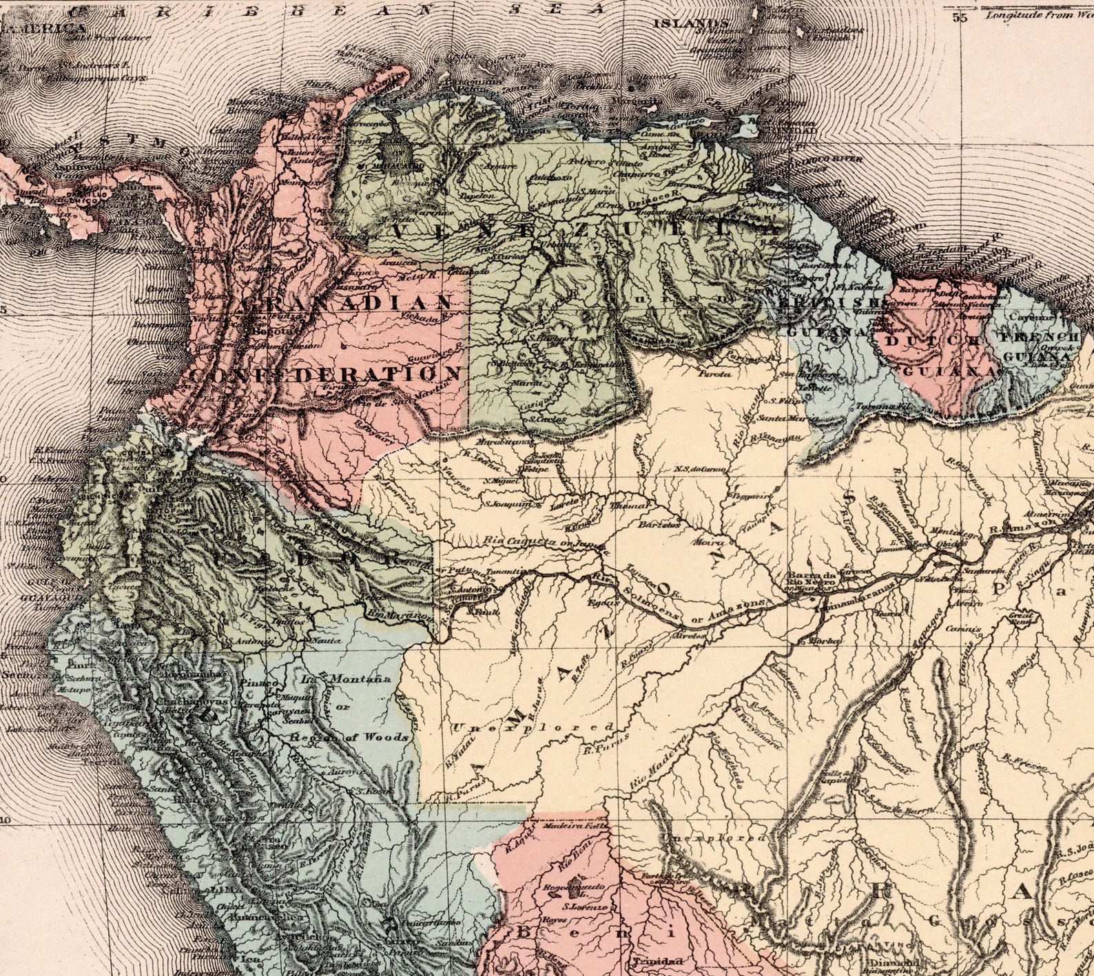 1880 Antique Handcolored Map of South America - Brazil - Argentina ...