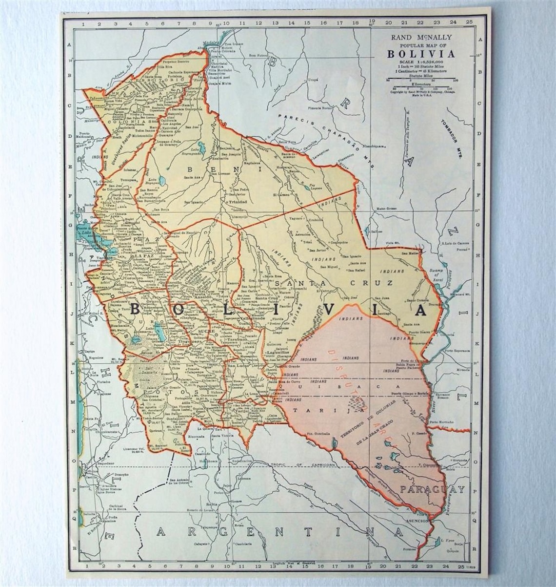 1937 Vintage Map of Bolivia Old Map of Bolivia - Etsy