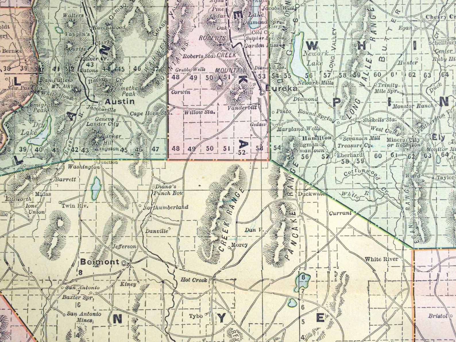 1901 Antique Map of Nevada - Antique Nevada Map - Nevada Antique Map ...