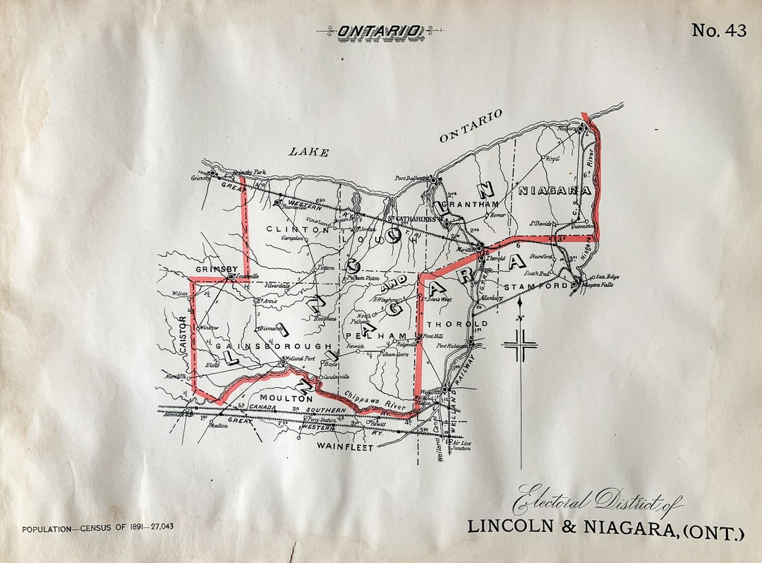 Antique Map of Lincoln and Niagara, Ontario - 1895 Electoral Map - It's ...