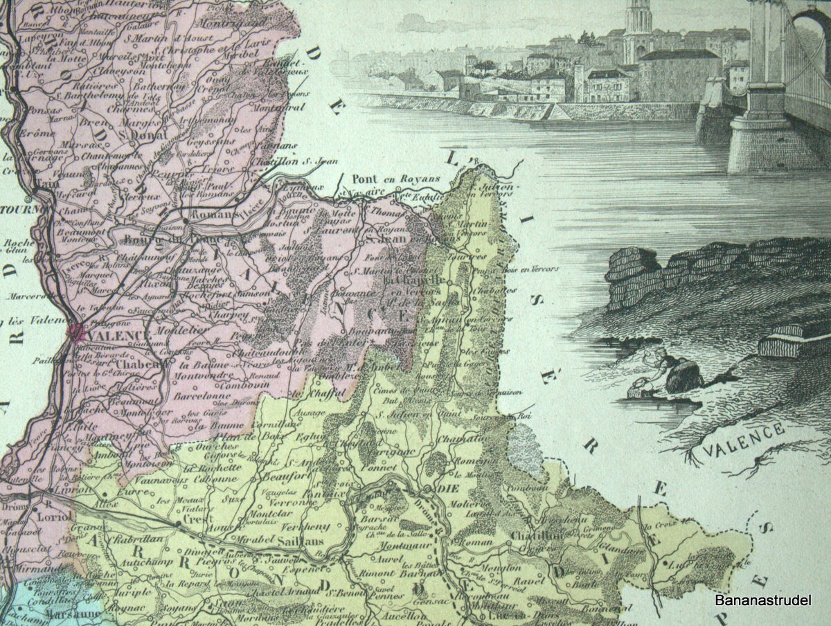 1883 Antique Map of Drome France Vintage Illustrated Map - Etsy Ireland
