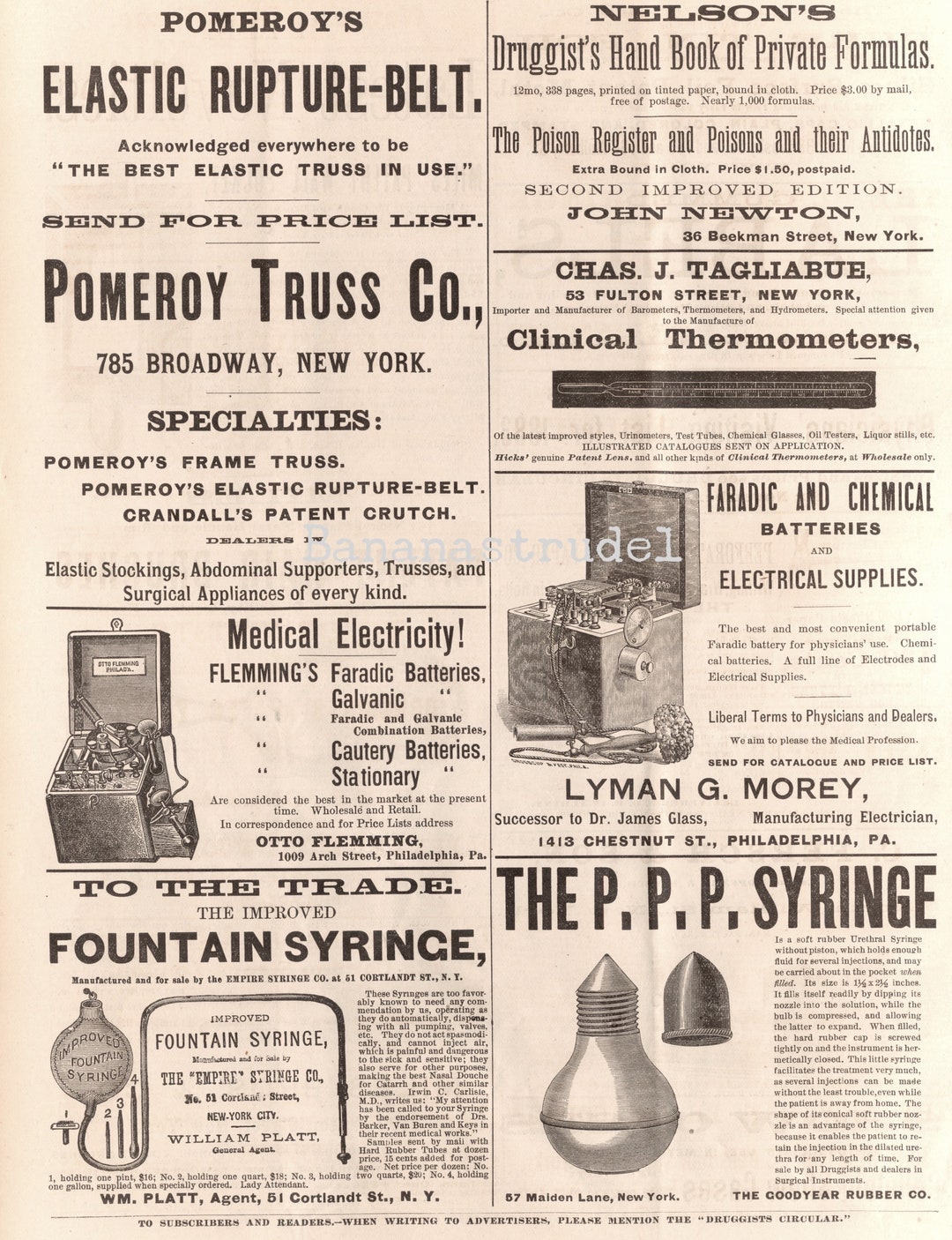 Rare Antique Advertisement for Pharmacy Products - Syringes - Medical ...