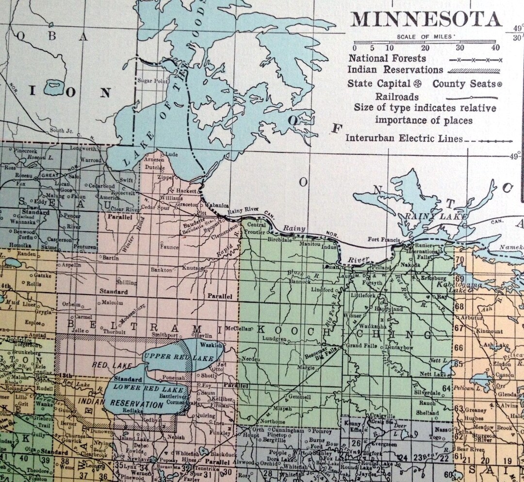 1919 Large Vintage Map of Minnesota - Vintage Minnesota Map - Etsy