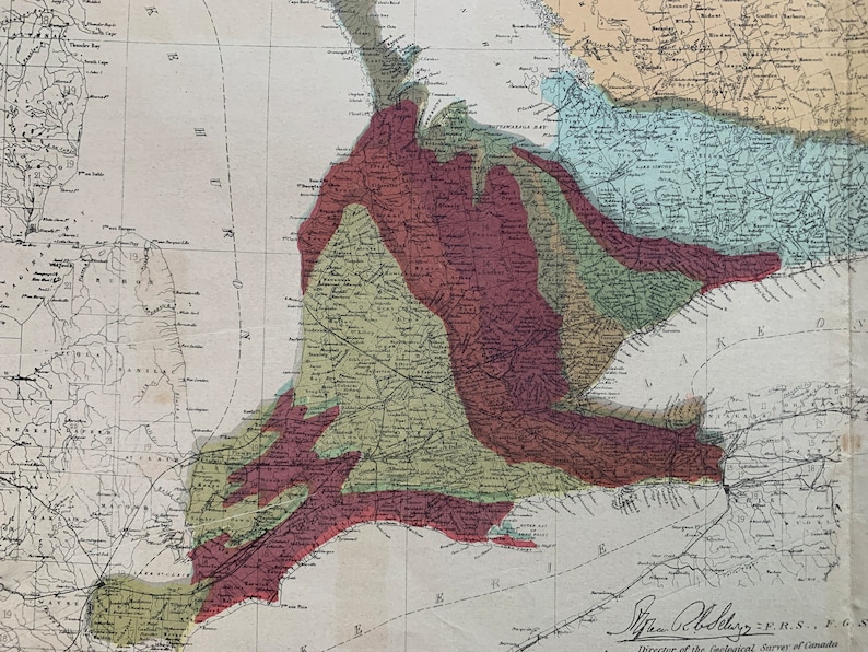 1880 Antique Geological Map of Canada and Newfoundland Canada - Etsy