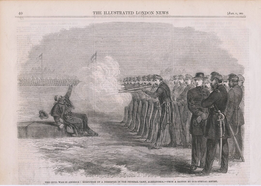 Antique US Civil War Print - Execution of a Deserter - Victorian Print ...