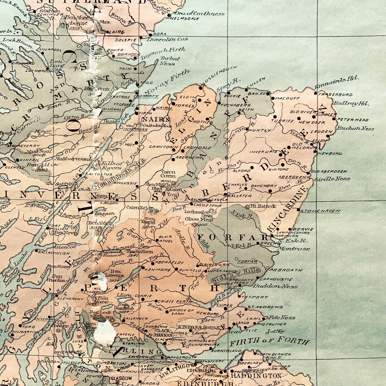 Antique Roll Map of the British Isles - E. N. Moyer Map - Huge Rare ...
