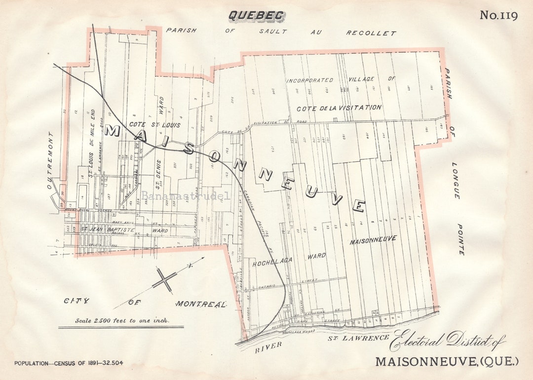 Antique Map of Maisonneuve, Quebec - Montreal - Published 1895 ...