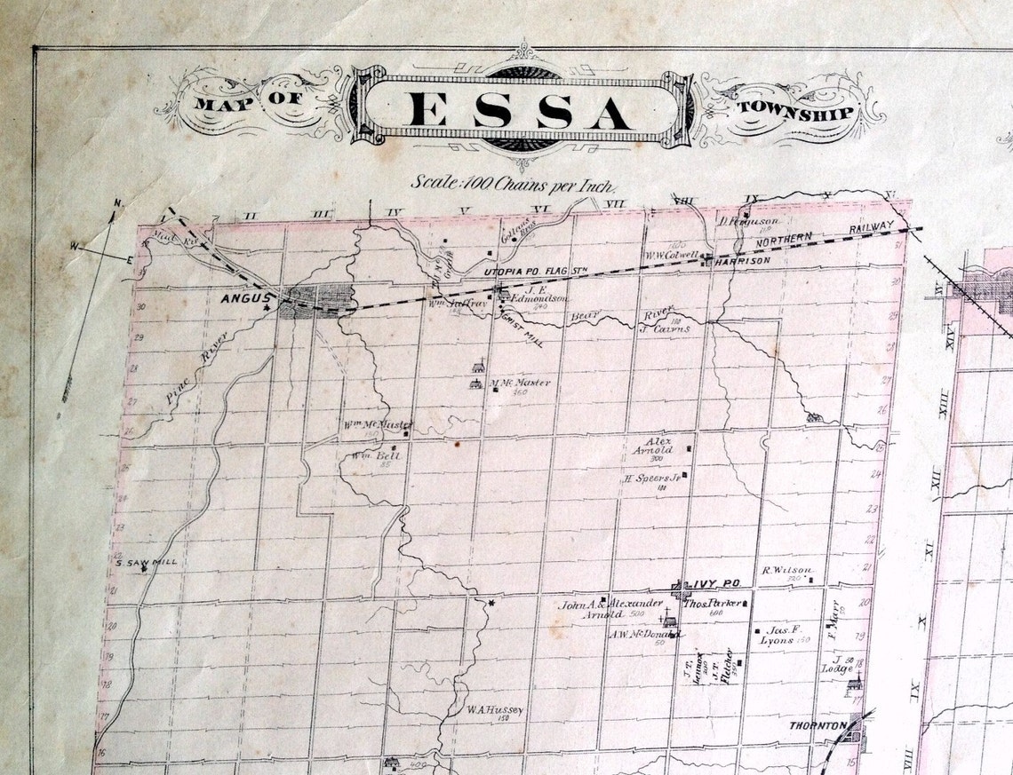 1881 Rare Large Antique Map of Essa and Tecumseth Townships - Etsy