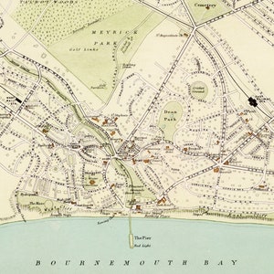Antique Map of Bournemouth, Dorset, UK - 1898 Large Vintage Map - Etsy