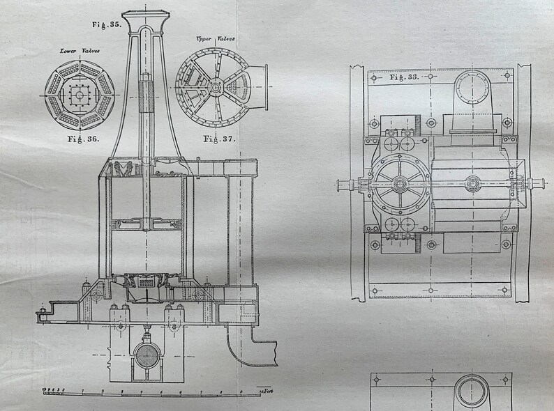 Large Antique Engineering Drawing of Boilers and Blowing - Etsy
