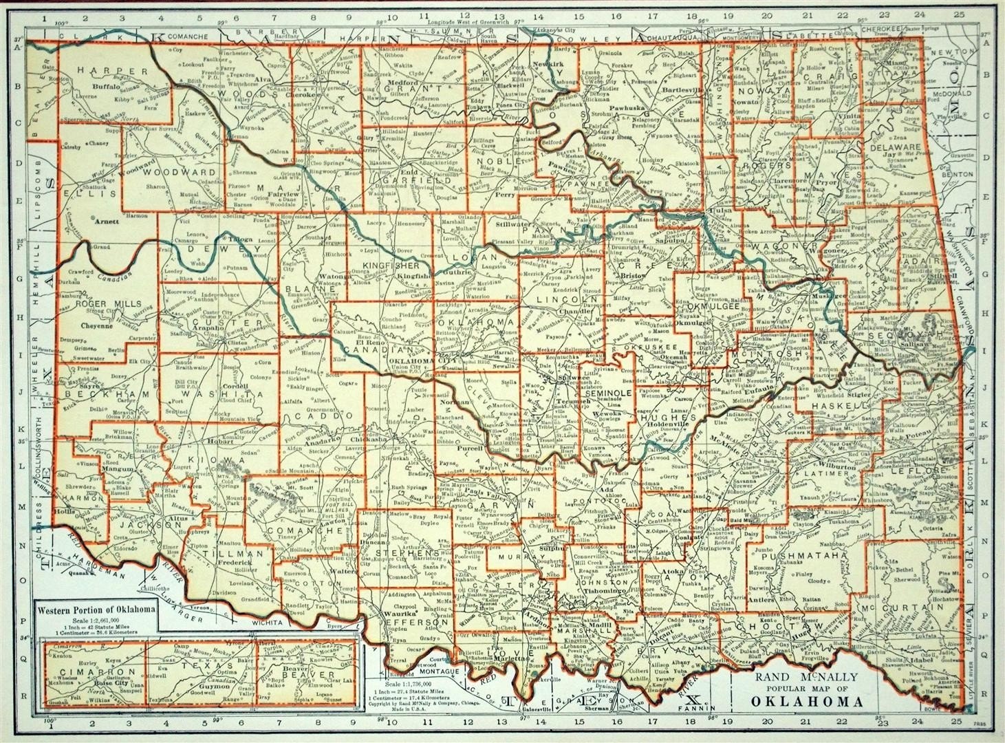 1937 Antique Map of Oklahoma Oklahoma Antique Map Antique | Etsy
