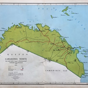 Camarines Norte, Philippines RARE Large Vintage 1959 Map Daet Jose ...
