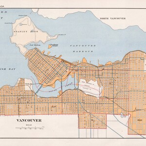 1915 Large Antique City Map of Vancouver, British Columbia - Etsy