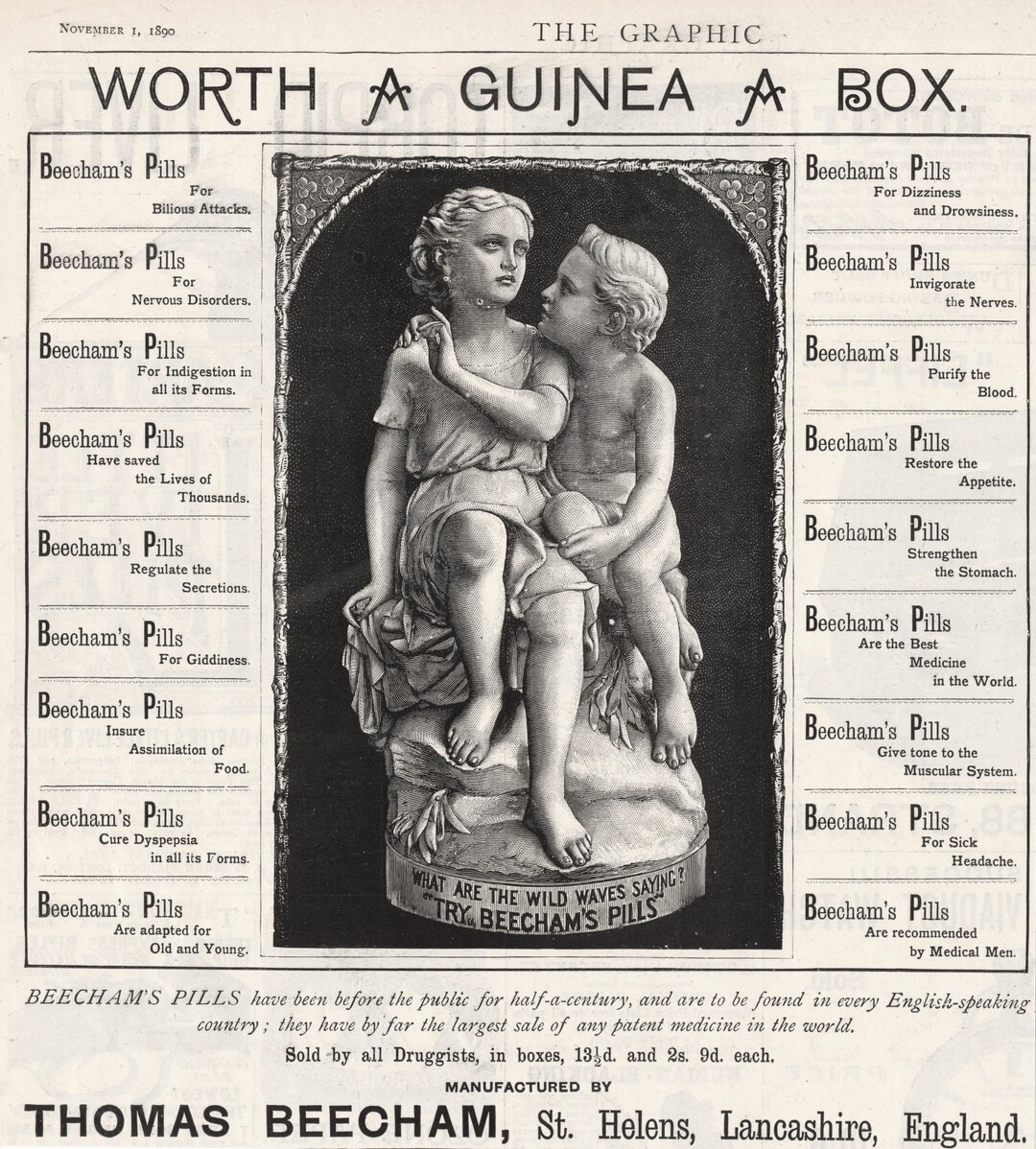 Rare Antique Advertisement for Beecham's Pills - What Are the Wild ...