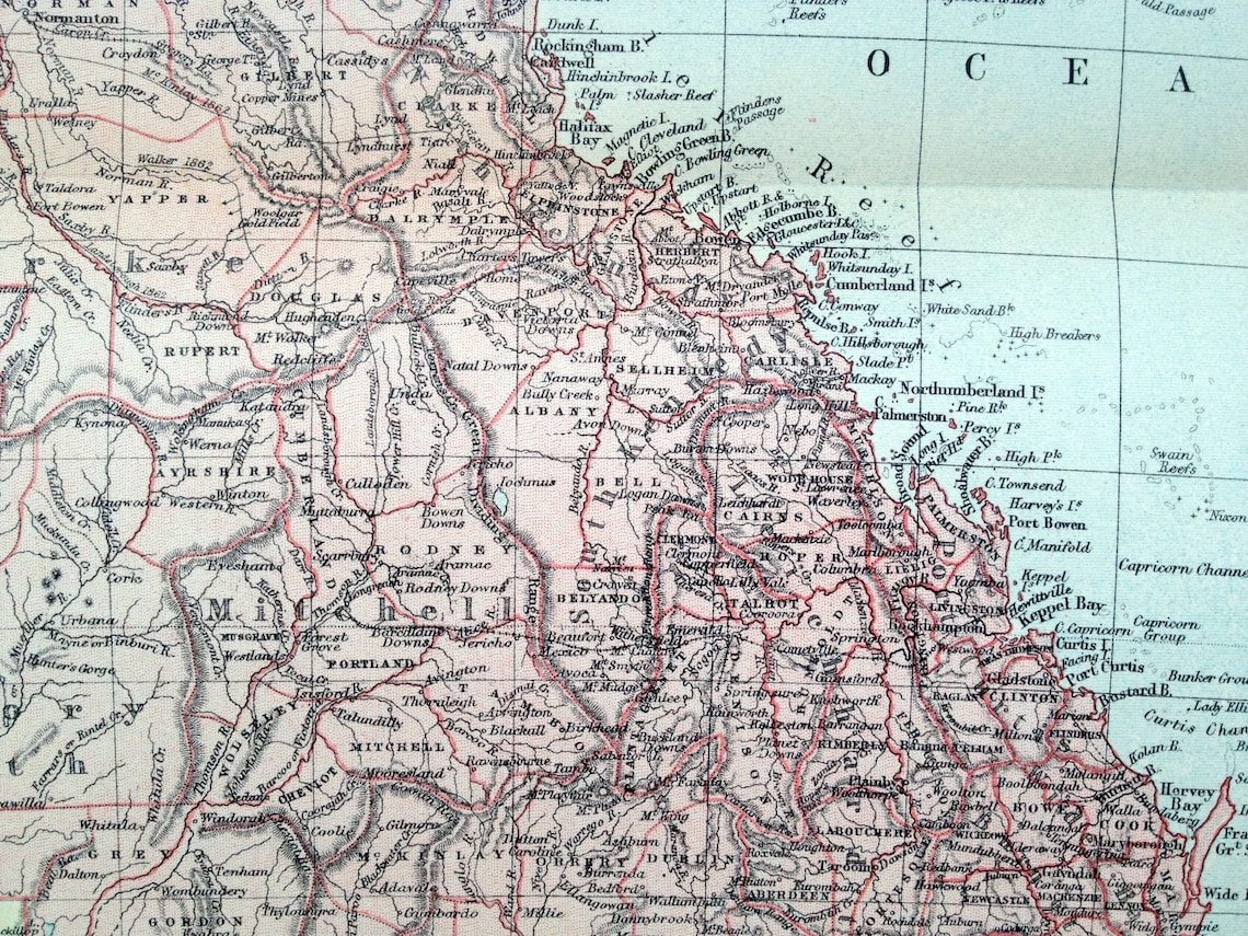 1901 Antique Map of Queensland, Australia - Etsy