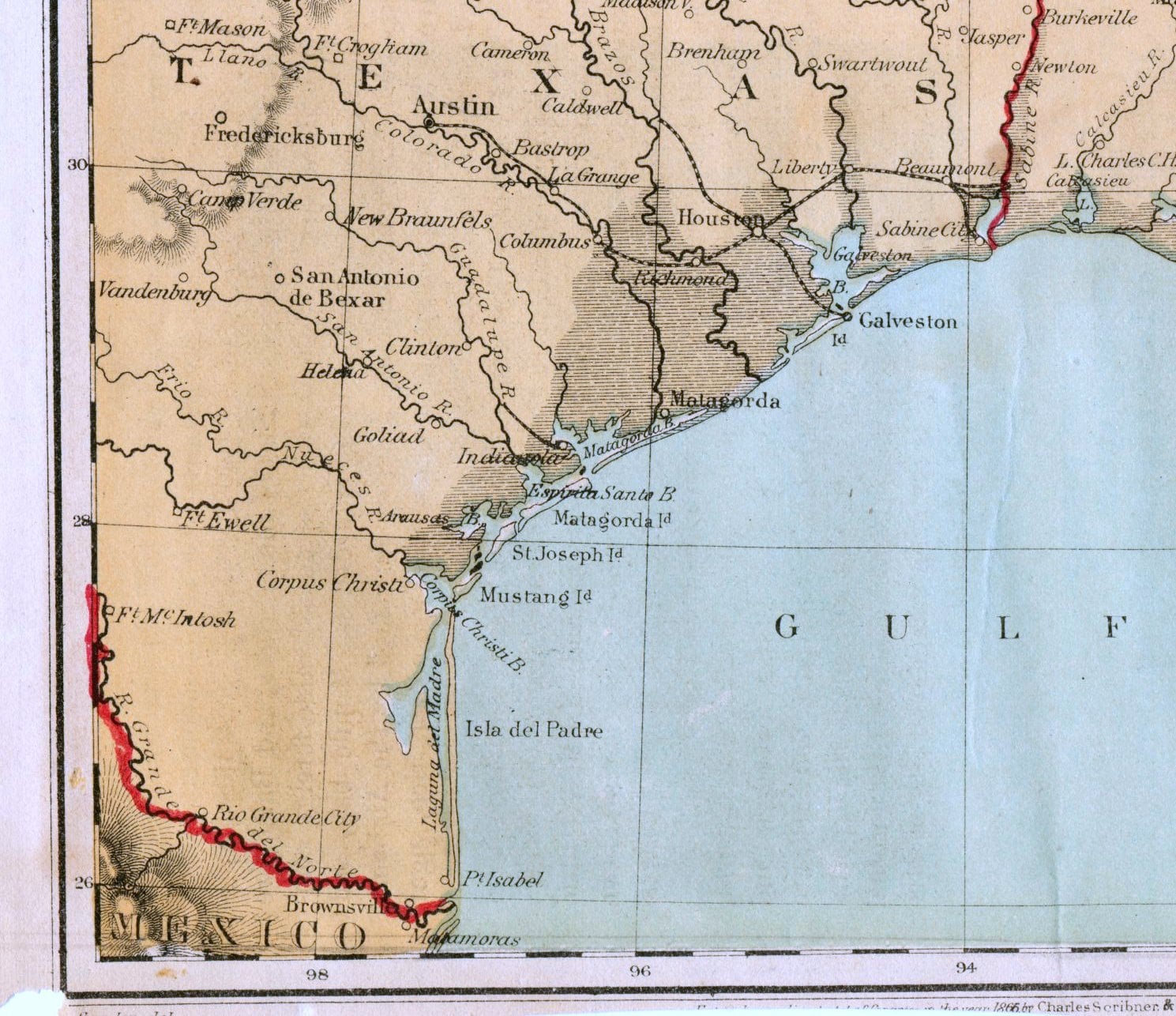 1866 Antique Map of the Gulf States of the US United States - Etsy