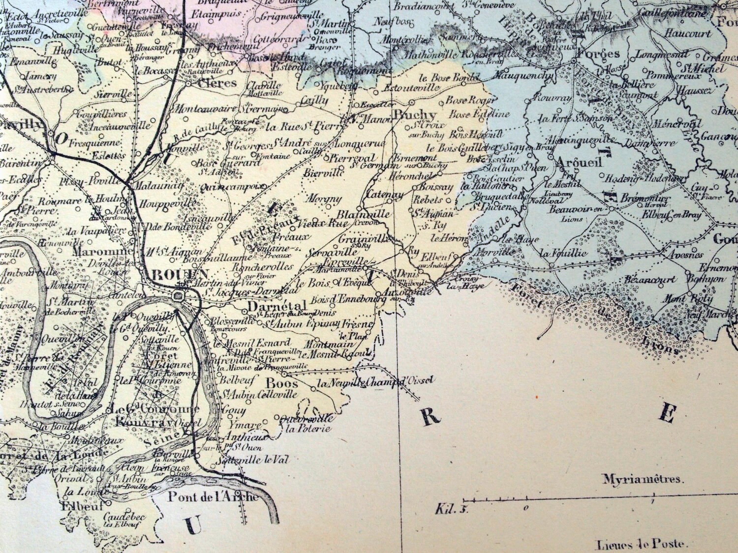 1800s French Hand-coloured Antique Map of the Departement De - Etsy