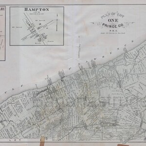 1880 Antique Handcoloured Map of Prince Edward Island Lot 1 Prince ...