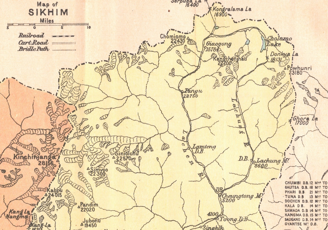 Vintage Map of Sikhim (sikkim), India - 1924 Map - Etsy