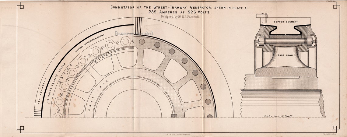 Antique Print of Commutator of Street-tramway Generator - 1896 ...