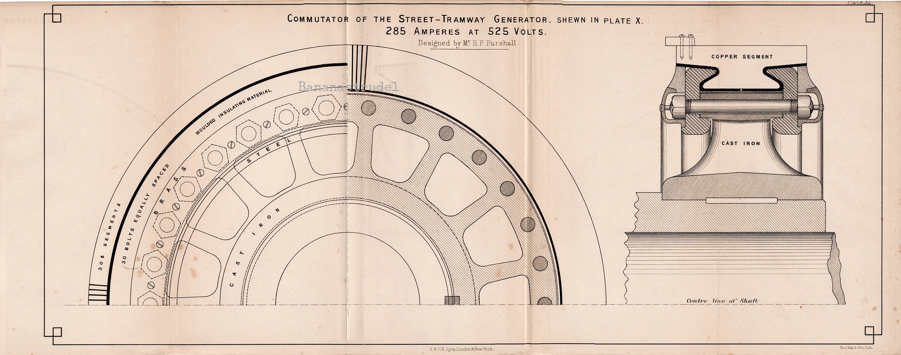 Antique Print of Commutator of Street-tramway Generator - 1896 ...