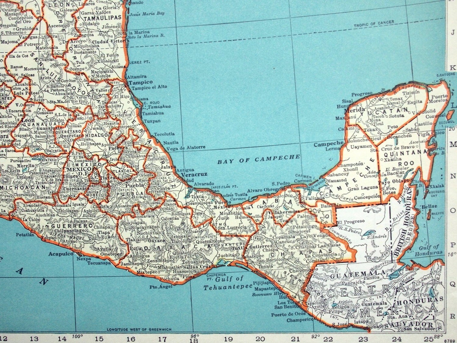 1937 Vintage Map of Mexico | Etsy