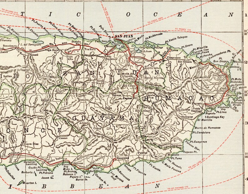 Antique Map of Porto Rico Puerto Rico Published 1919 - Etsy