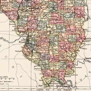 Antique Map of Illinois - Published 1881 - Etsy