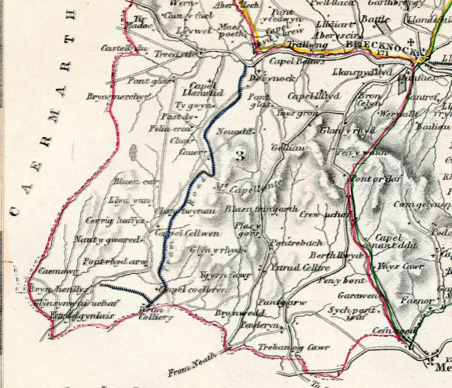 1846 Rare Vintage Map of Brecknockshire Wales Vintage City - Etsy