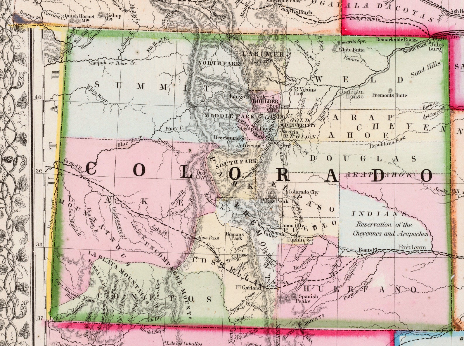 1867 Antique Hand-coloured Mitchell Map of Kansas Nebraska - Etsy